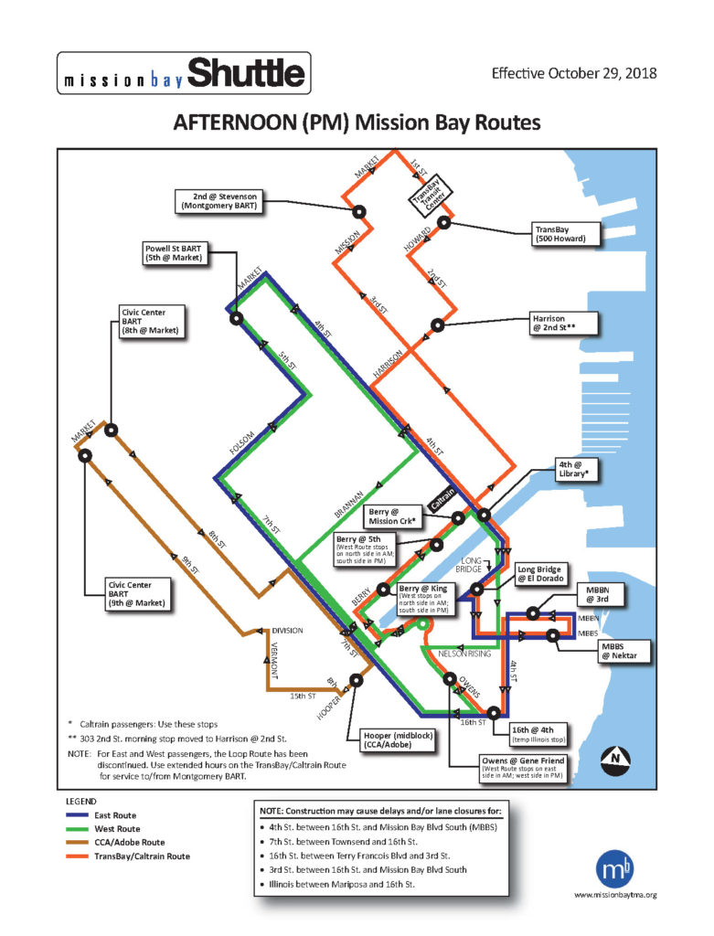 2018 10 29 PM route maps v2 | Mission Bay TMA